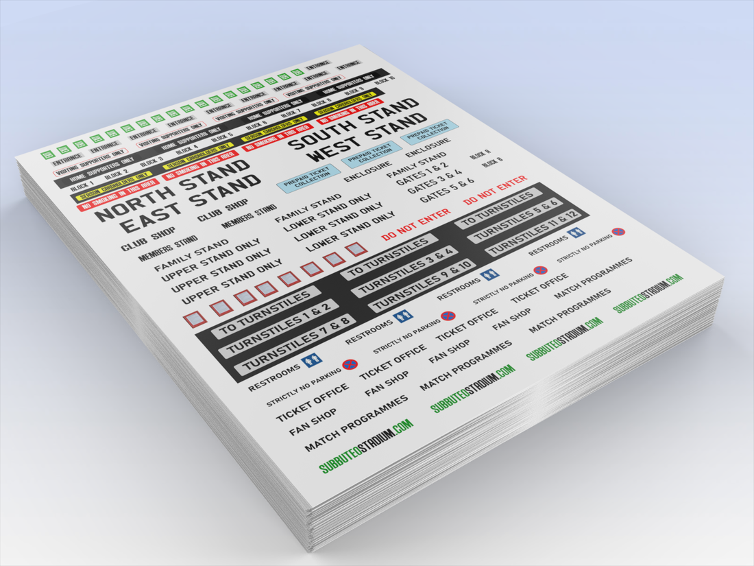 Sheet with 123 pre-cut stickers for your stadium