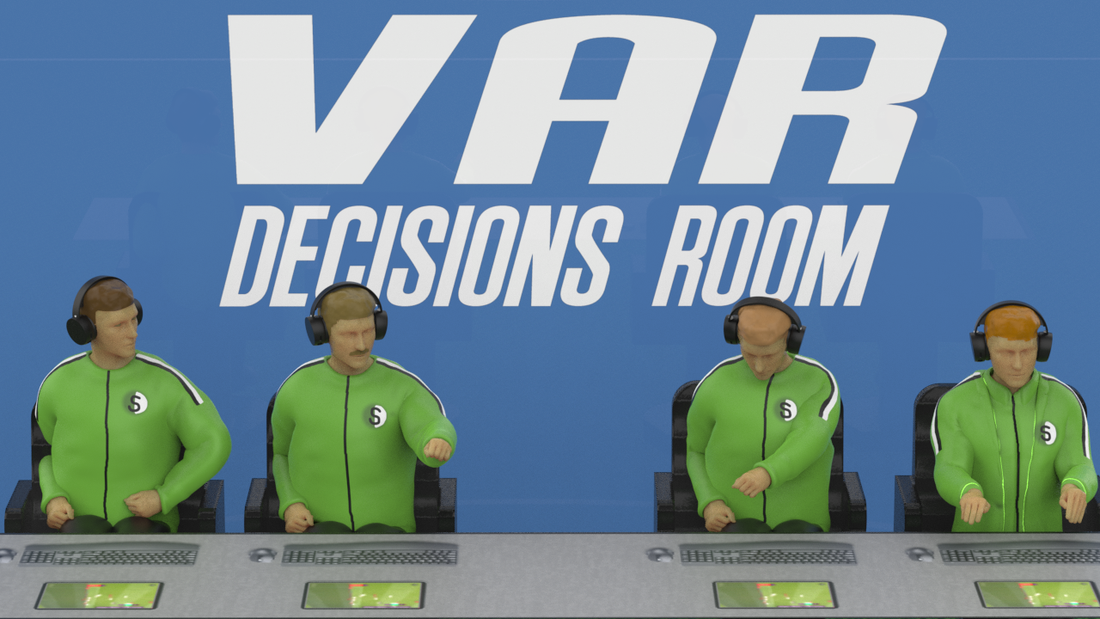 Miniature VAR Referees – Hand-Painted Subbuteo Accessory (Set of 4)